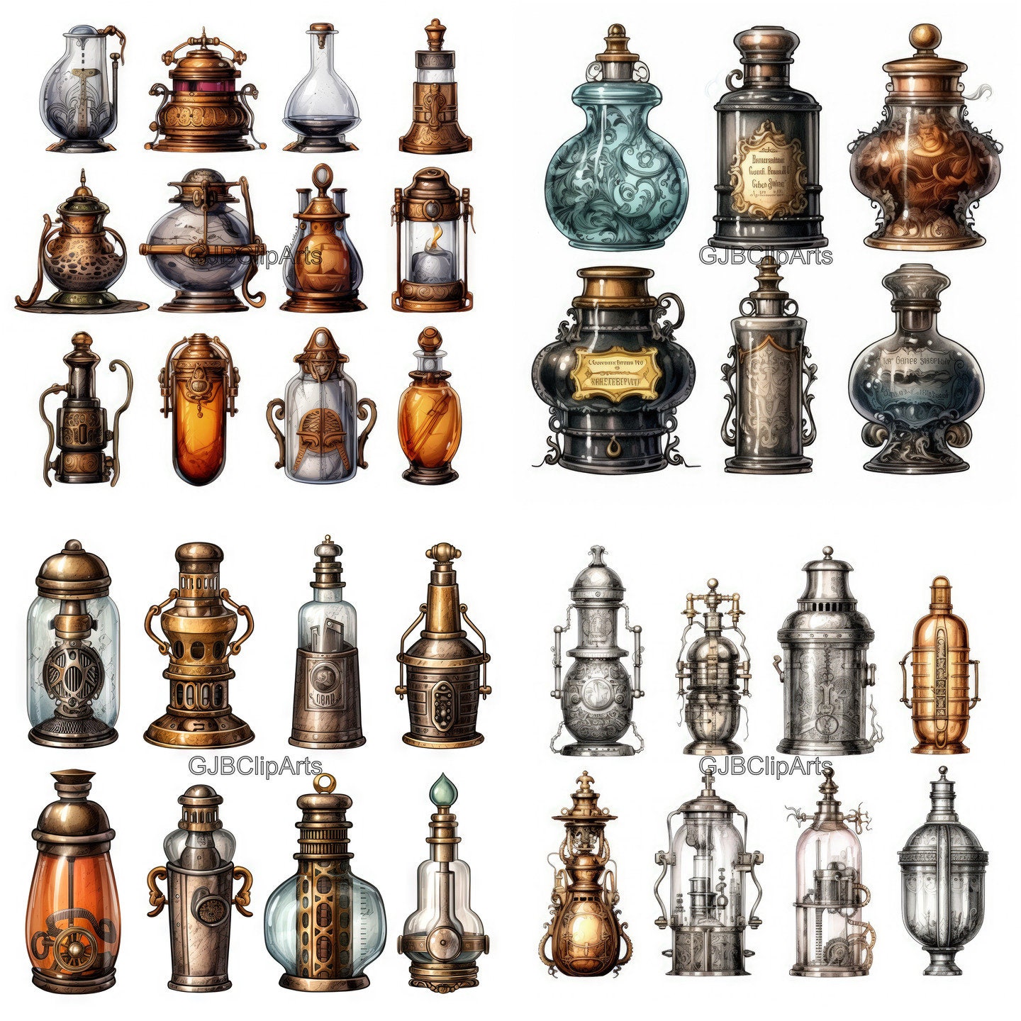 Steampunk Perfume Bottle Clipart, Perfume Clipart, Cork Clipart ...