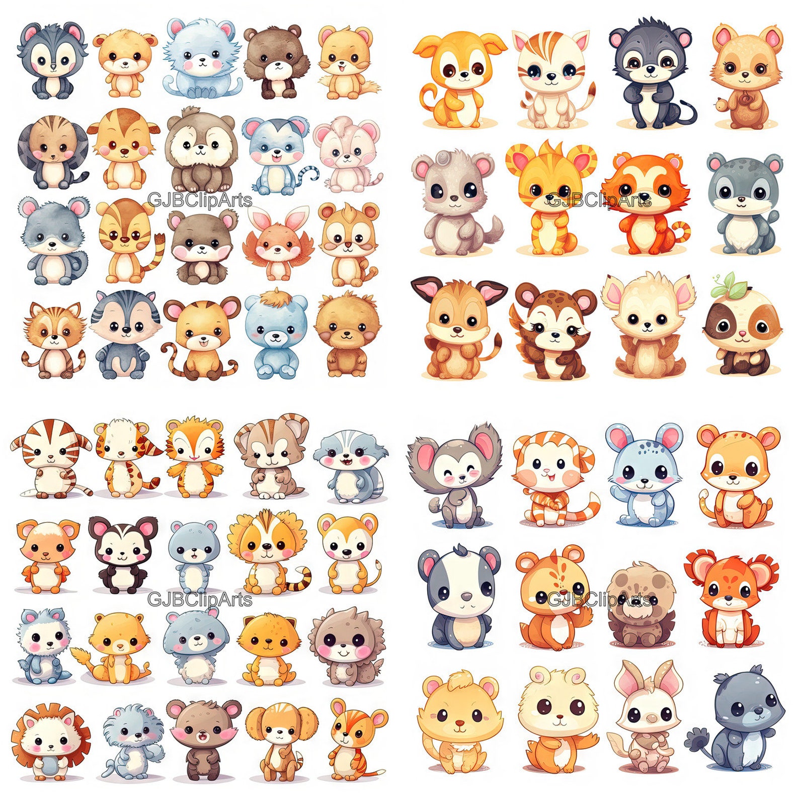 Animal Clipart Digital Stickers, Digital Clipart, Printable Stickers ...