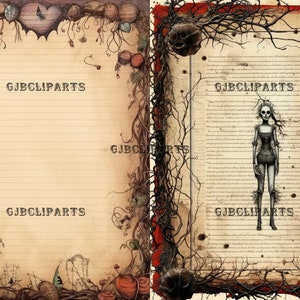 Horror Lined Page, Empty Journal Page With a Border Clipart, Junk ...