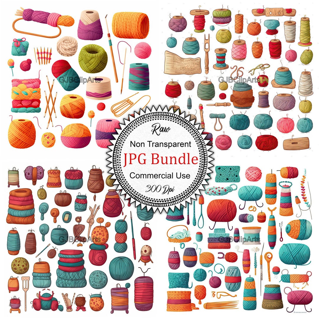 Knitting Clipart Digital Stickers, Digital Clipart, Printable Stickers ...