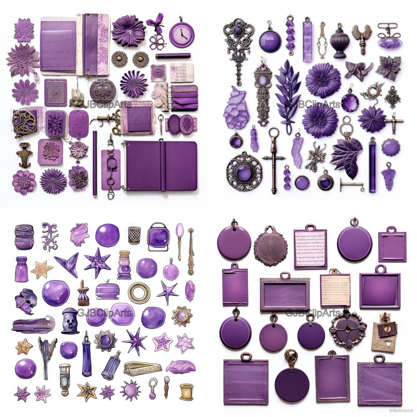 Purple Vintage Charm Clipart, Junk Journals -digital -download ...