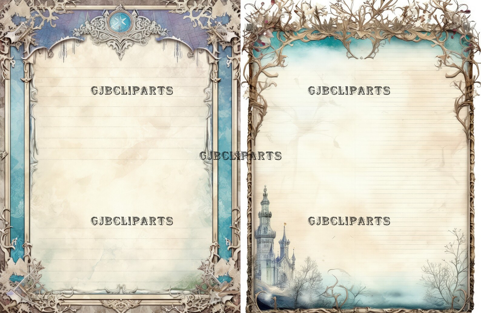 Frozen Kingdom Lined Page, Empty Journal Page Clipart, Junk Journaling ...