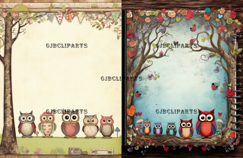 Whimsical Owls Lined Page Clipart, Empty Journal Page With Border ...