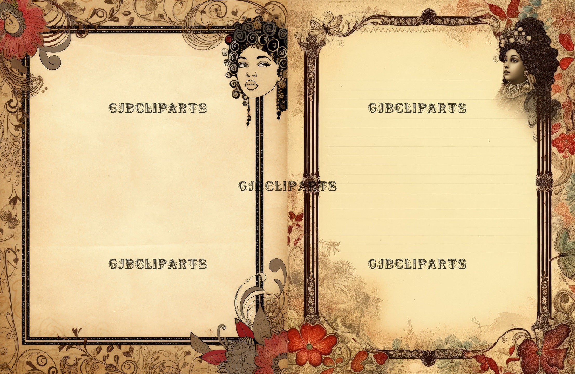 African American Lined Page Clipart, Empty Journal Page Clipart ...