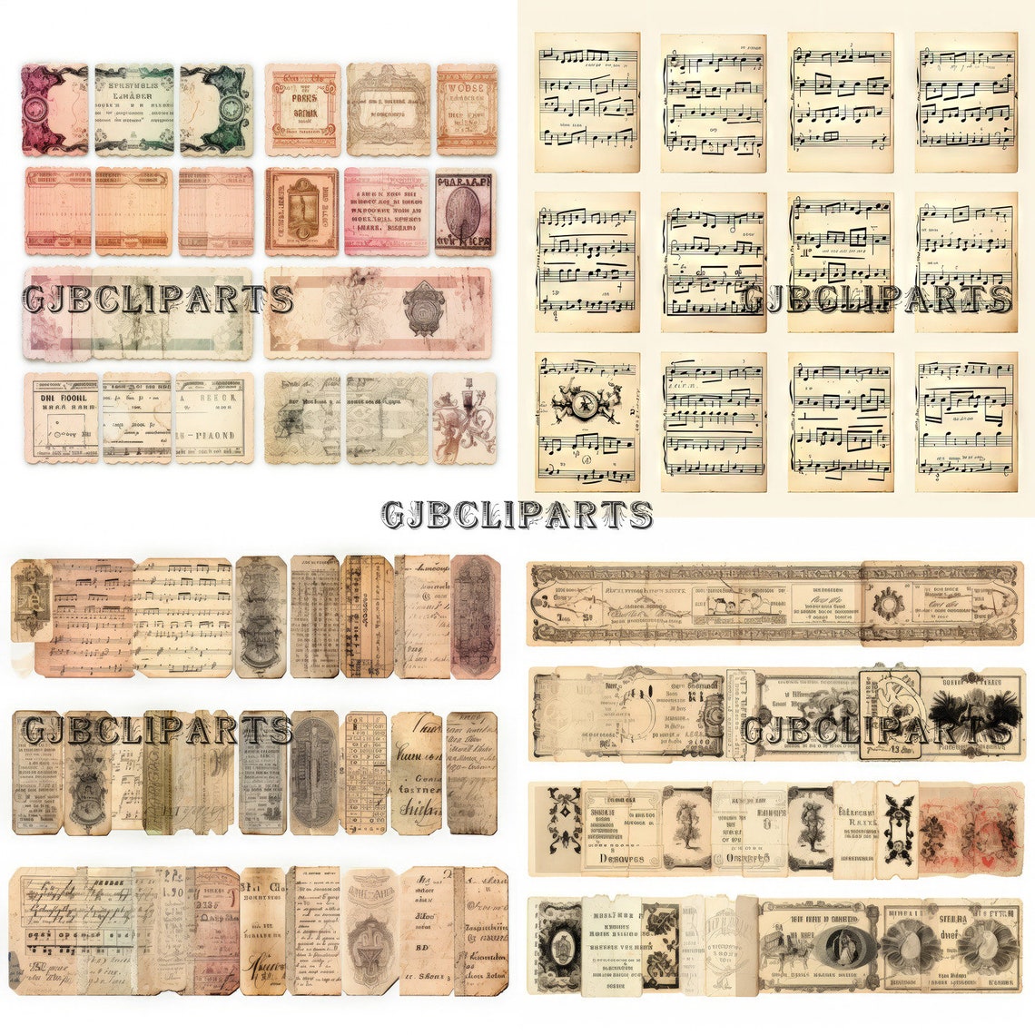Music Ornamental Vintage Ticket Clipart,evenly Spaced Clipart ...