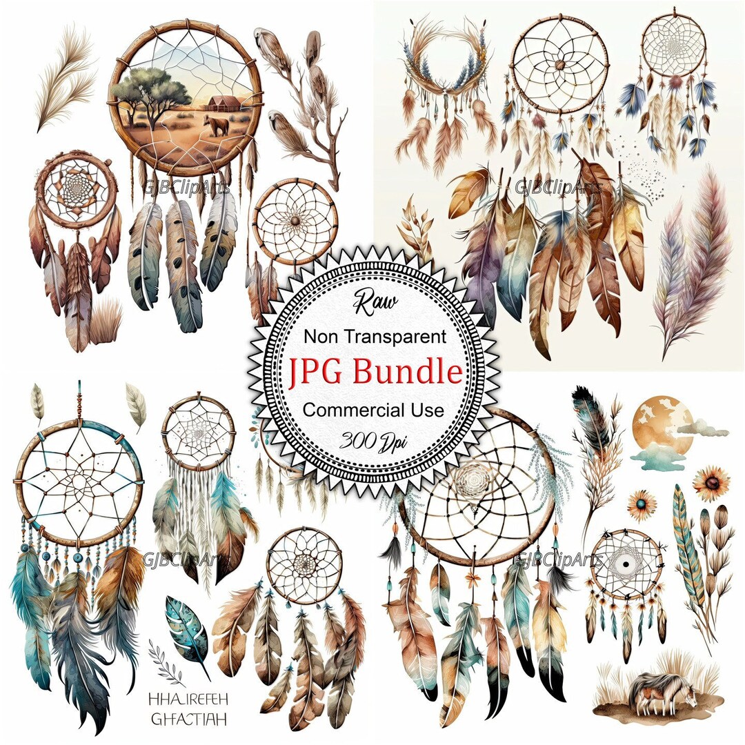 Enchanting Dreamcatcher Clipart: Watercolor Native American Elements ...
