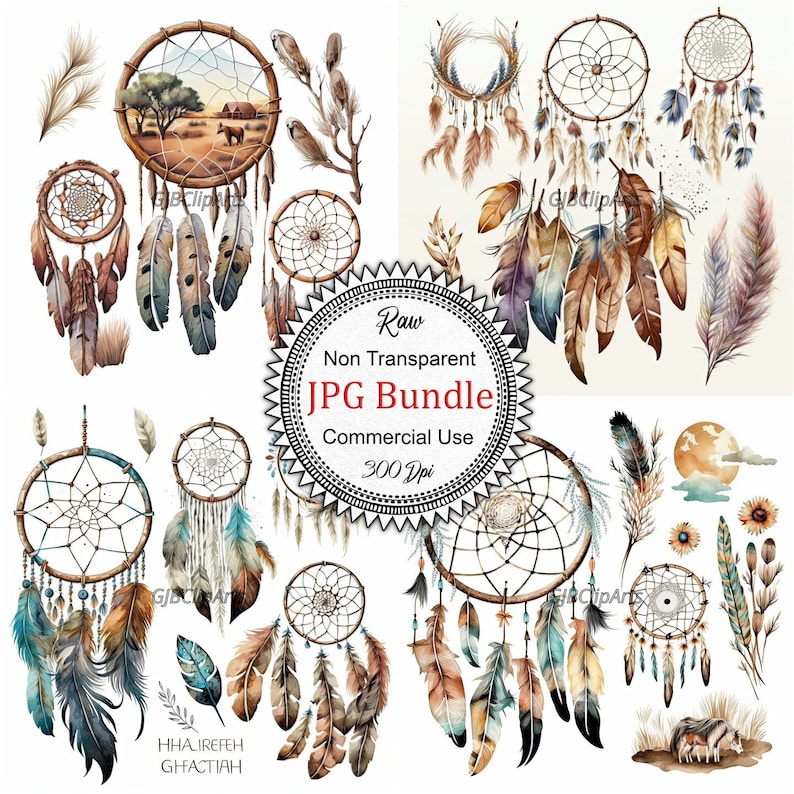 Enchanting Dreamcatcher Clipart: Watercolor Native American Elements ...