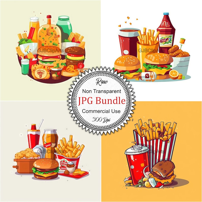Junk Food Flat Design Vector Clipart, , Journaling Workbook, Scrapbooks ...