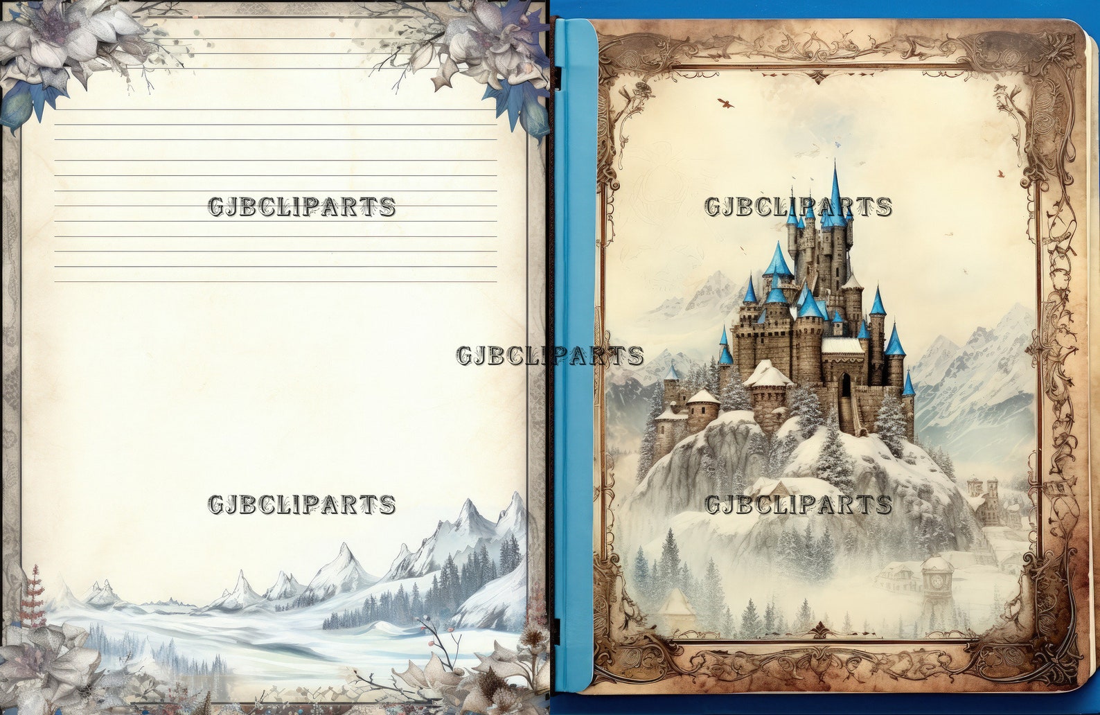 Frozen Kingdom Lined Page, Empty Journal Page Clipart, Junk Journaling ...