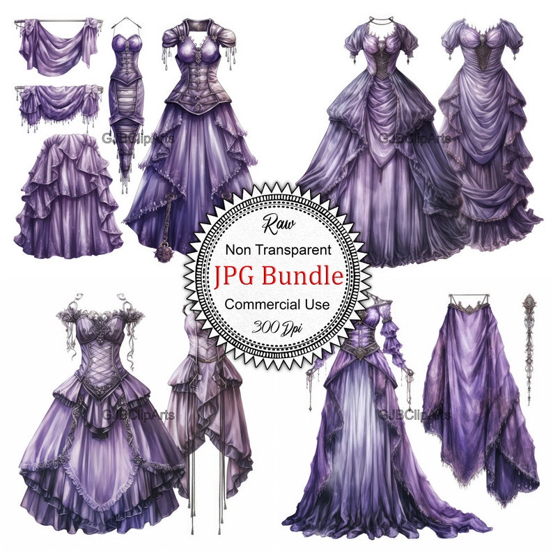 Violet Gothic Princess Clothes Clipart, Violet and Gray Clothes Clipart ...