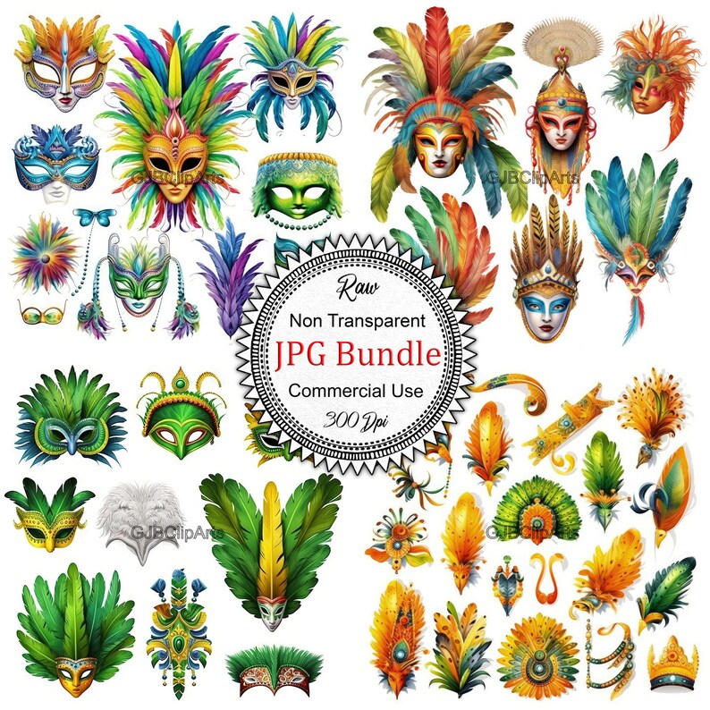 Brazilian Carnival Clipart, Mask Clipart, Samba Dancer Clipart ...