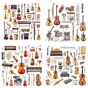 Music Clipart, Instrument Collection, Digital Stickers, Digital Clipart ...