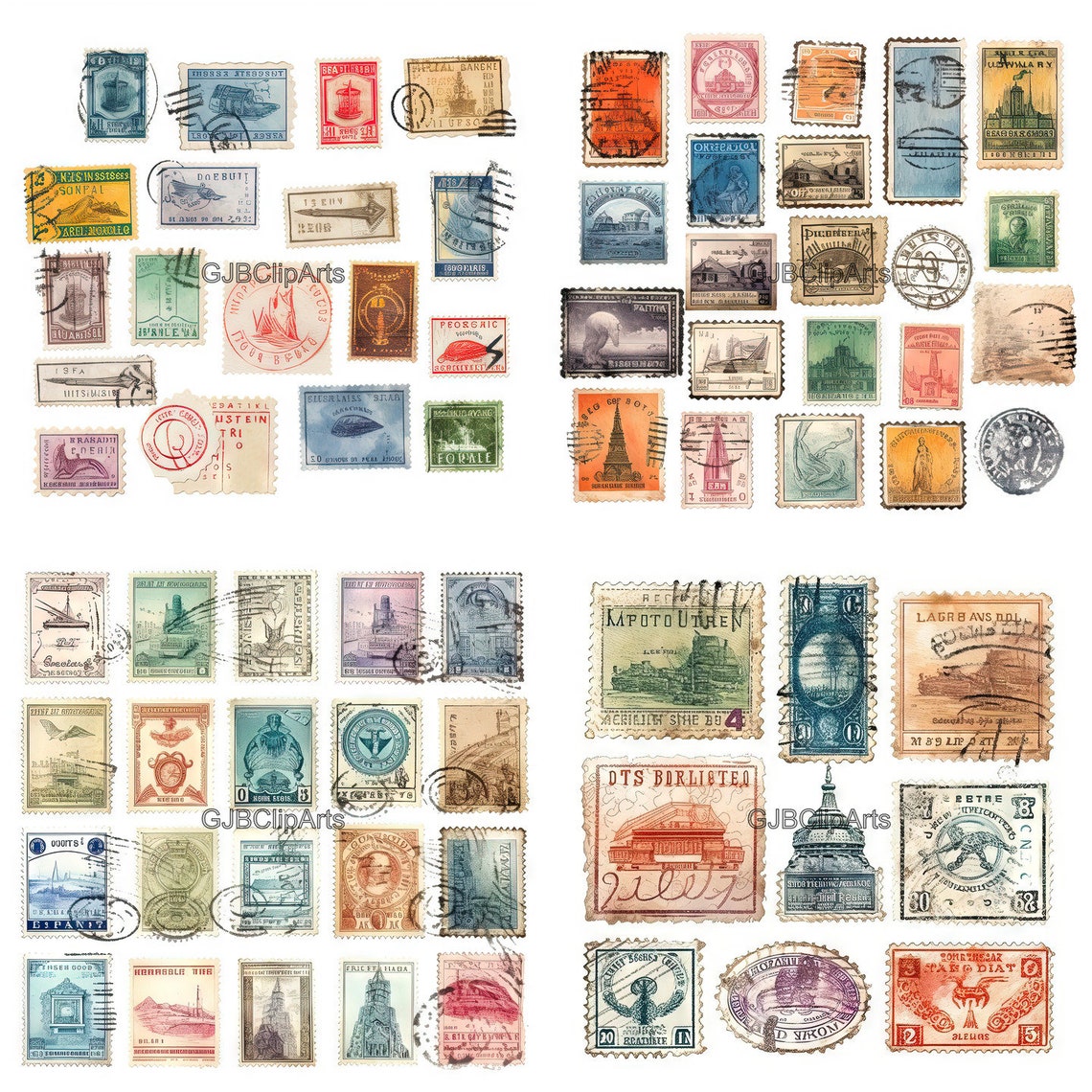 Old Postmarks Collection - Vintage Digitized Clipart,digital Clipart ...