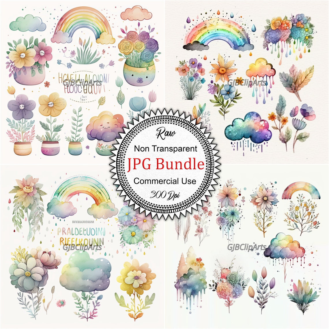 Boho Rainbow Pastel Colors Collection: Whimsical Clipart Designs ...