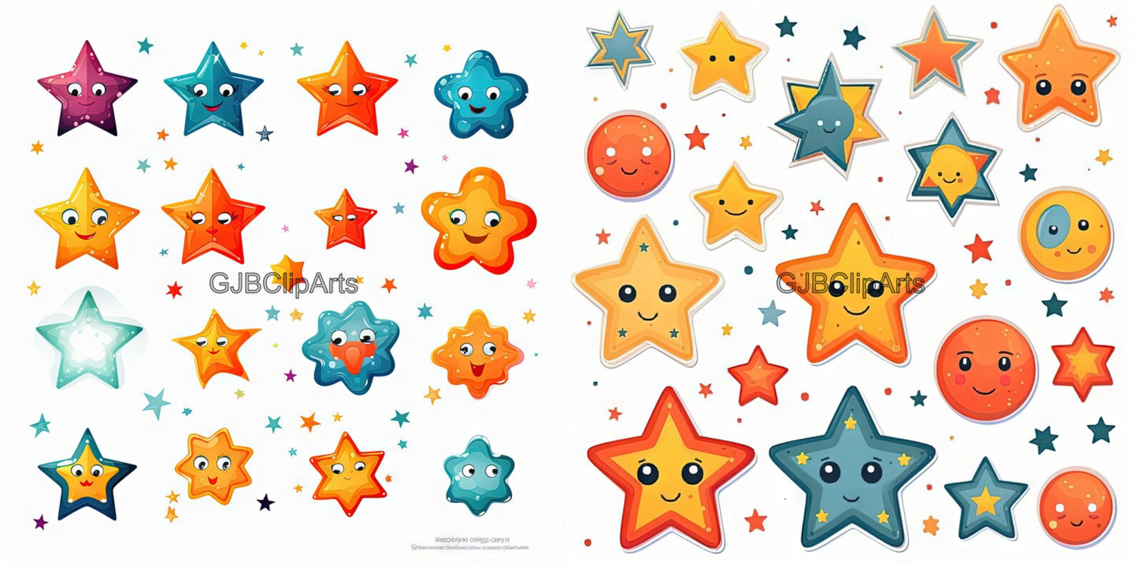 Stars Vector Clipart, Journaling Embellishments, Scrapbooking Paper ...