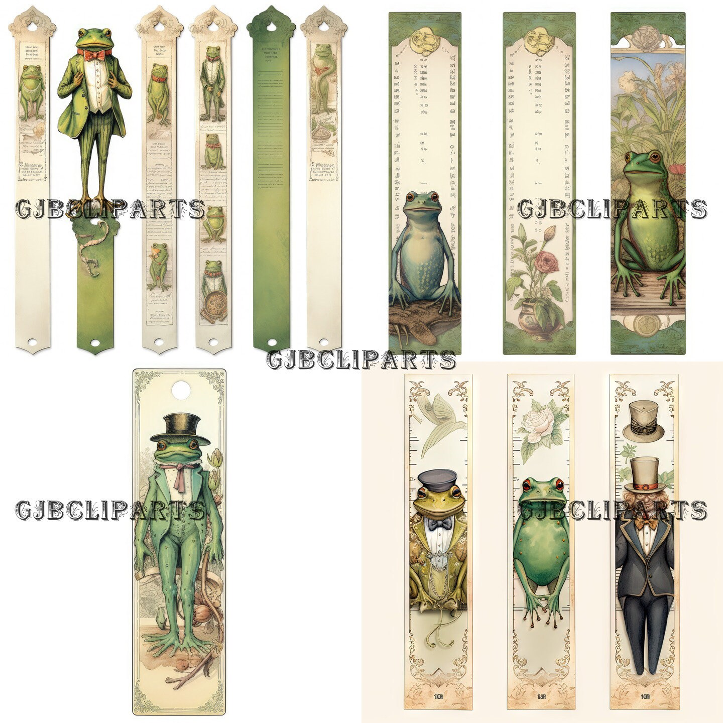 Frog Ornamental Bookmark Clipart, Evenly Spaced Clipart, Journaling ...