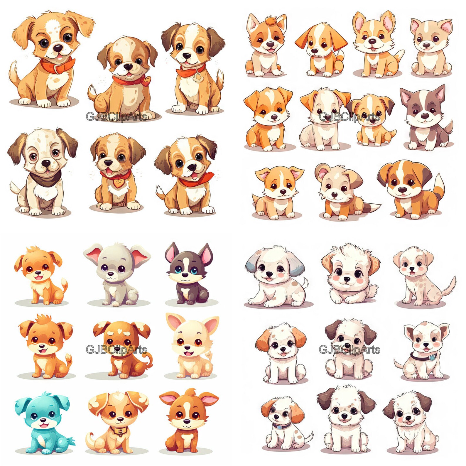 Kawaii Puppy Clipart, Kawaii Puppy, Digital Stickers, Digital Clipart ...
