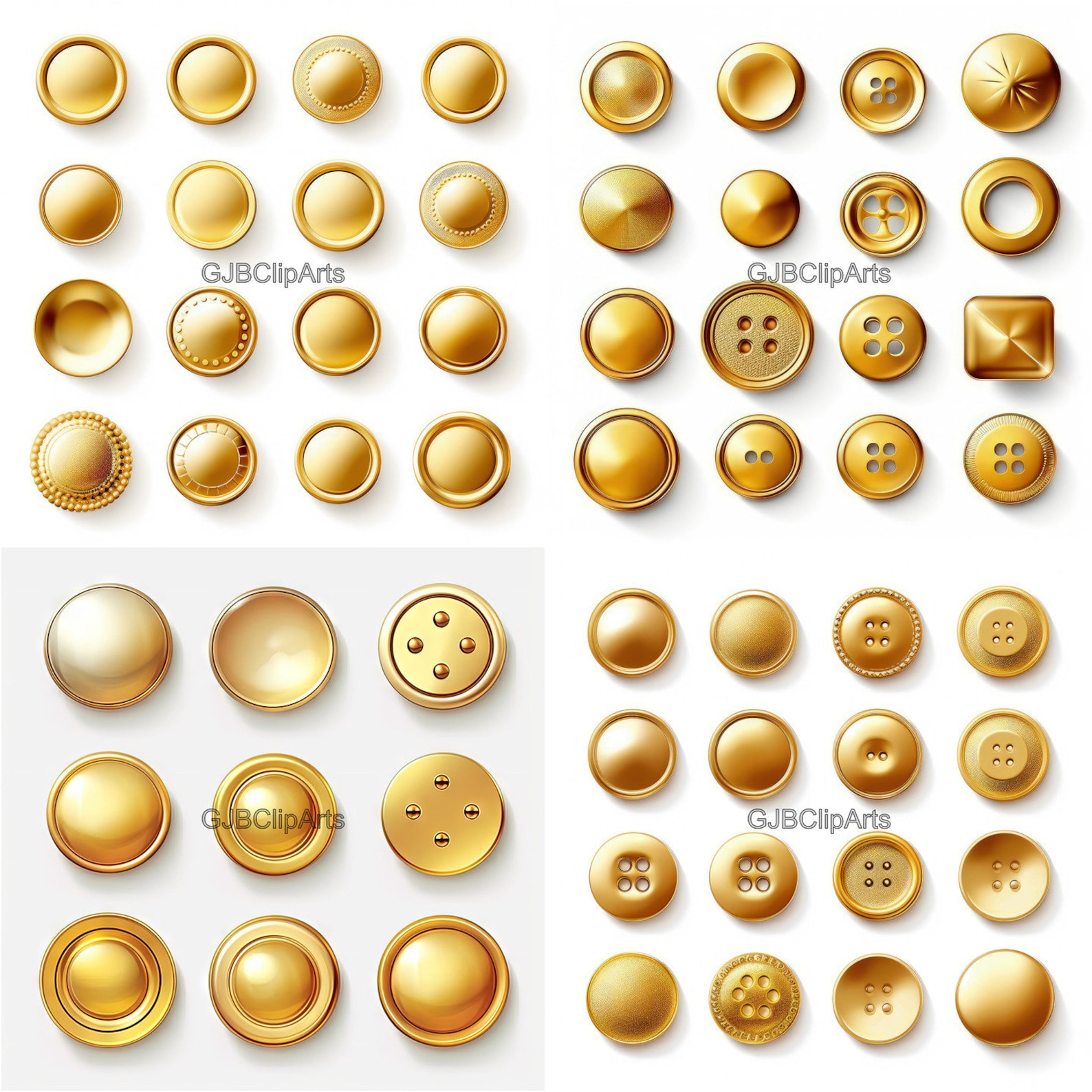 Gold Buttons Clipart, Vintage Buttons Clipart, Sewing Clipart ...