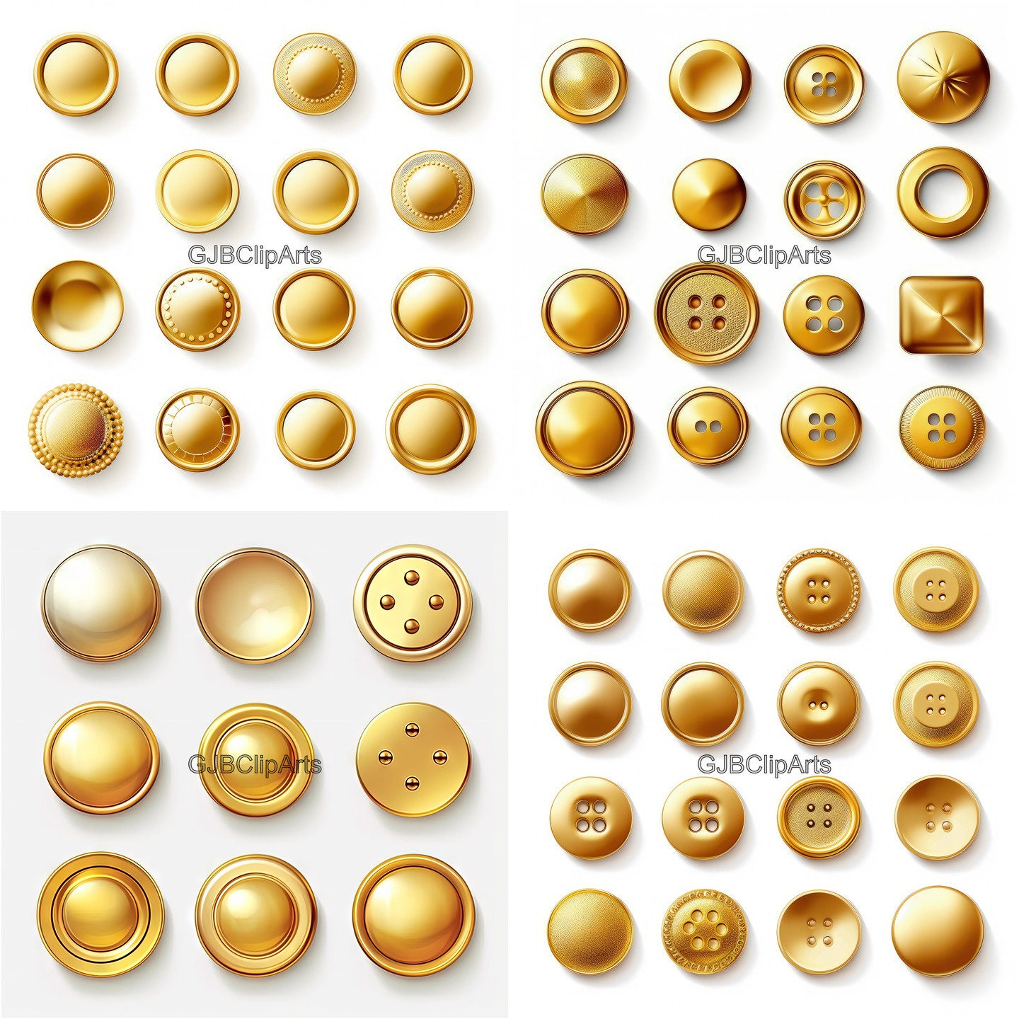 Gold Buttons Clipart, Vintage Buttons Clipart, Sewing Clipart ...