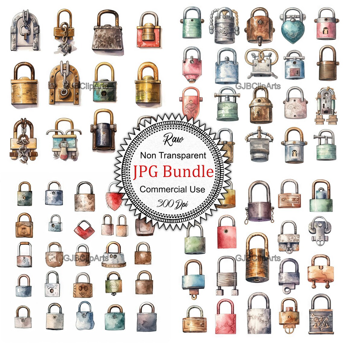 Vintage Locks Clipart Collection Digitized Clipart ,digital Clipart ...