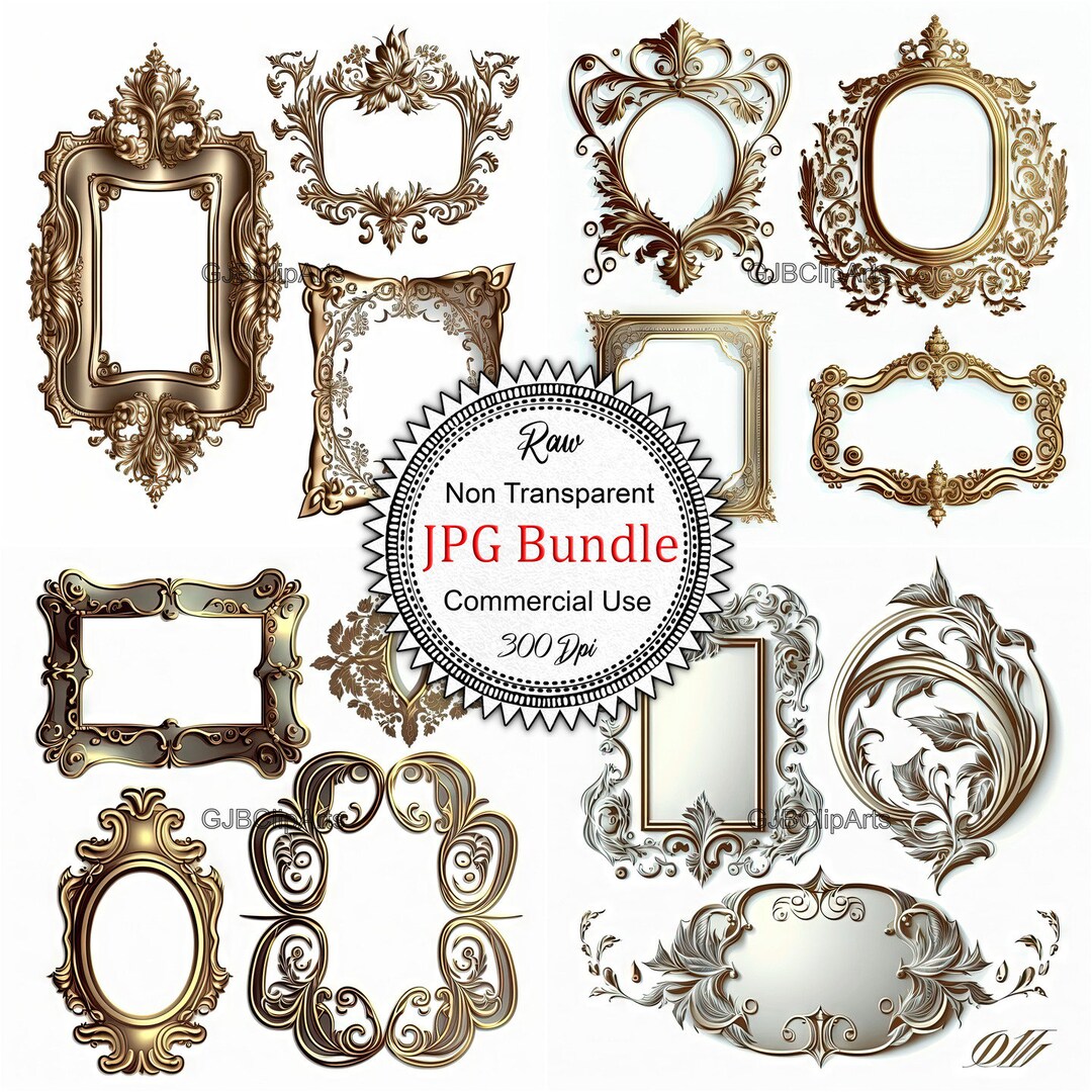 Frame Clipart, Vintage Metal Frame Collection: Ornate and Timeless ...