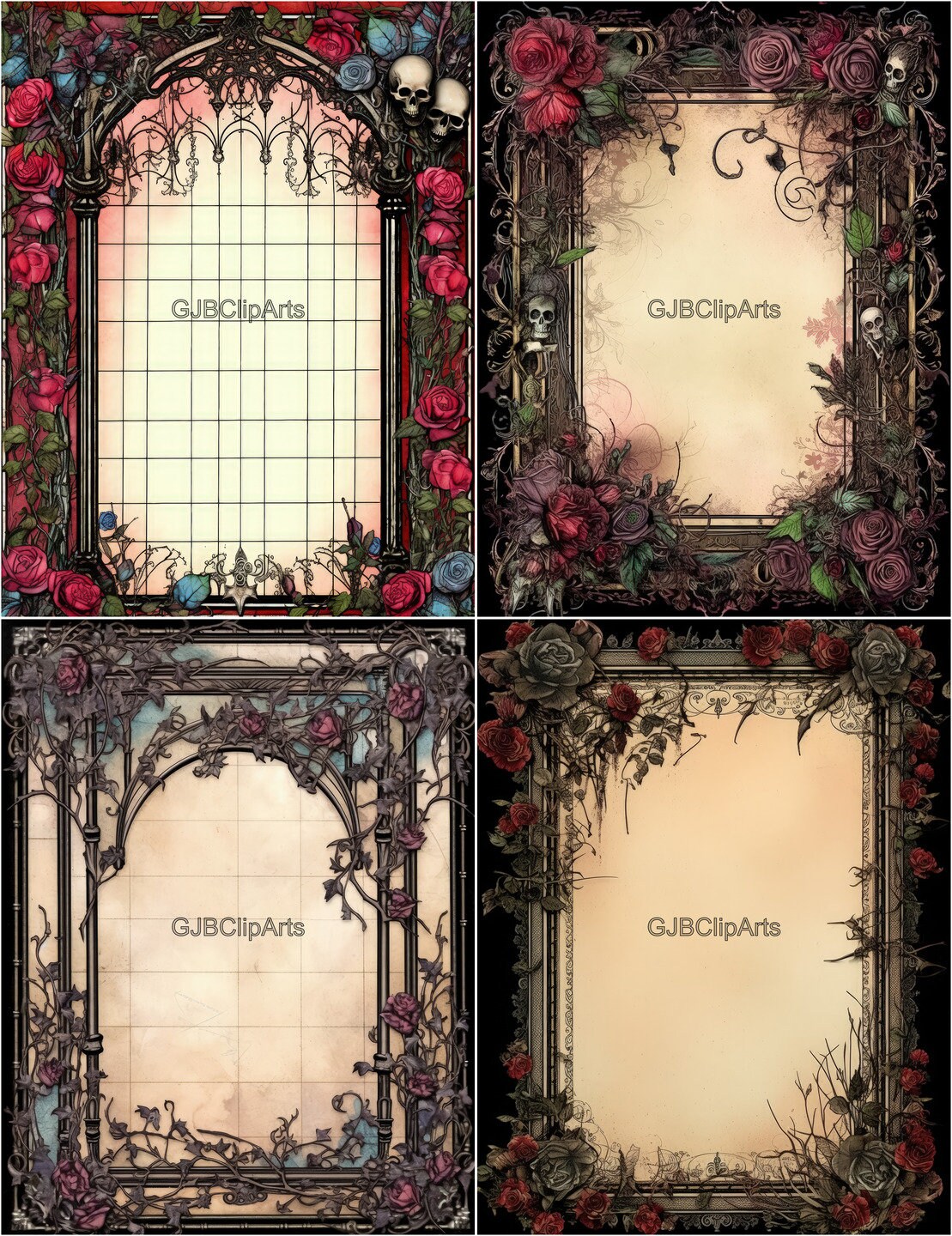 Gothic Fussy Lined Page Clipart, Spider Web Clipart Bat Clipart ...