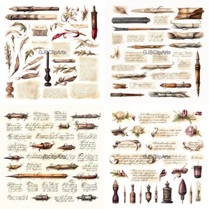 Old World Scripts Clipart, Calligraphy Elements Collection Clipart ...