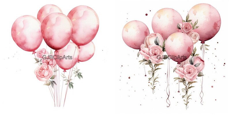 Watercolor Light Pink and Ivory Balloons Clipart, Journaling Clipart ...