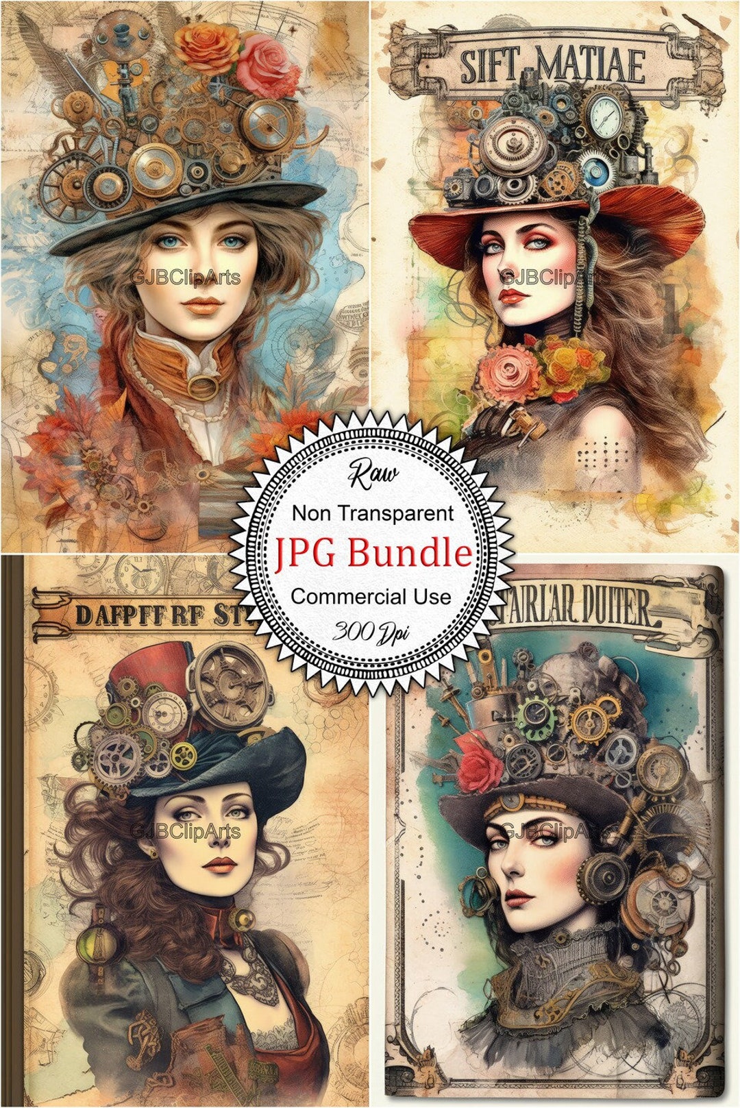 Watercolor Vintage Junk Journal Clipart, Old Vintage Clipart ...