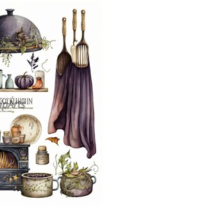 Vintage Witch Kitchen Collection: Watercolor Enchanting Witchy Kitchen ...