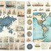 World Travel Sea Map Clipart Junk Journal Ephemera - Etsy