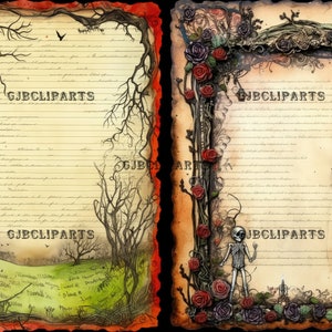 Horror Lined Page, Empty Journal Page With a Border Clipart, Junk ...