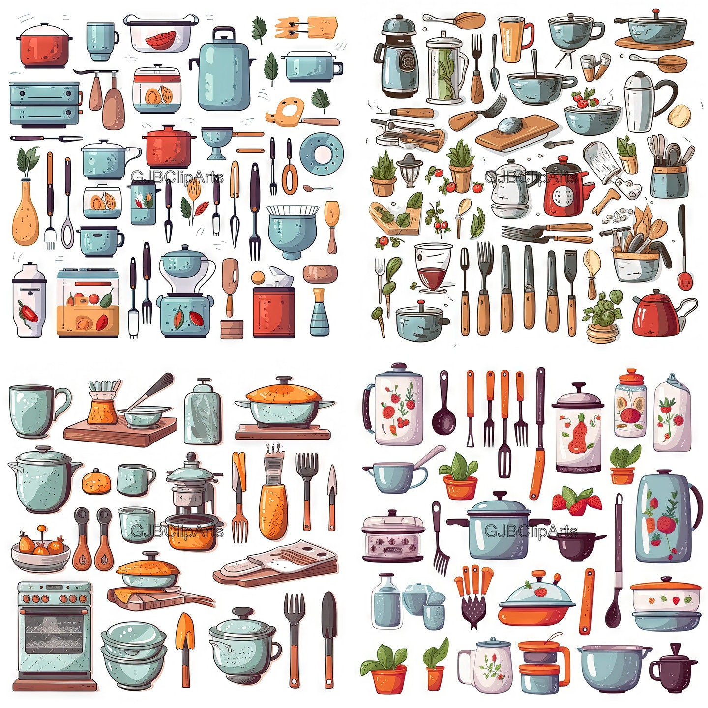 Kitchenware Elements Vector Clipart, Journaling Gift Box, Journaling ...