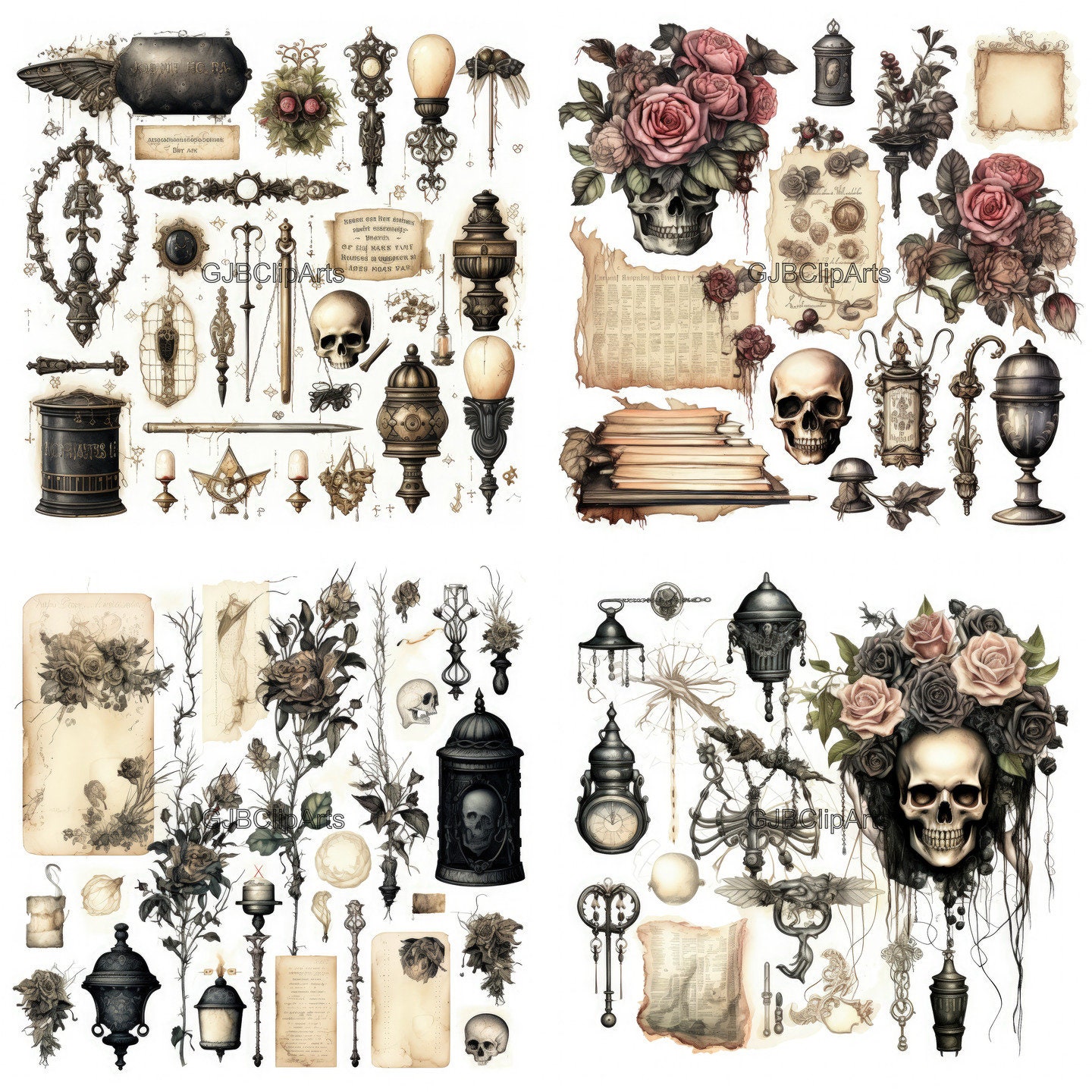 Vintage Gothic Clipart, Junk Journal Kit Clipart ,chandelier Clipart ...