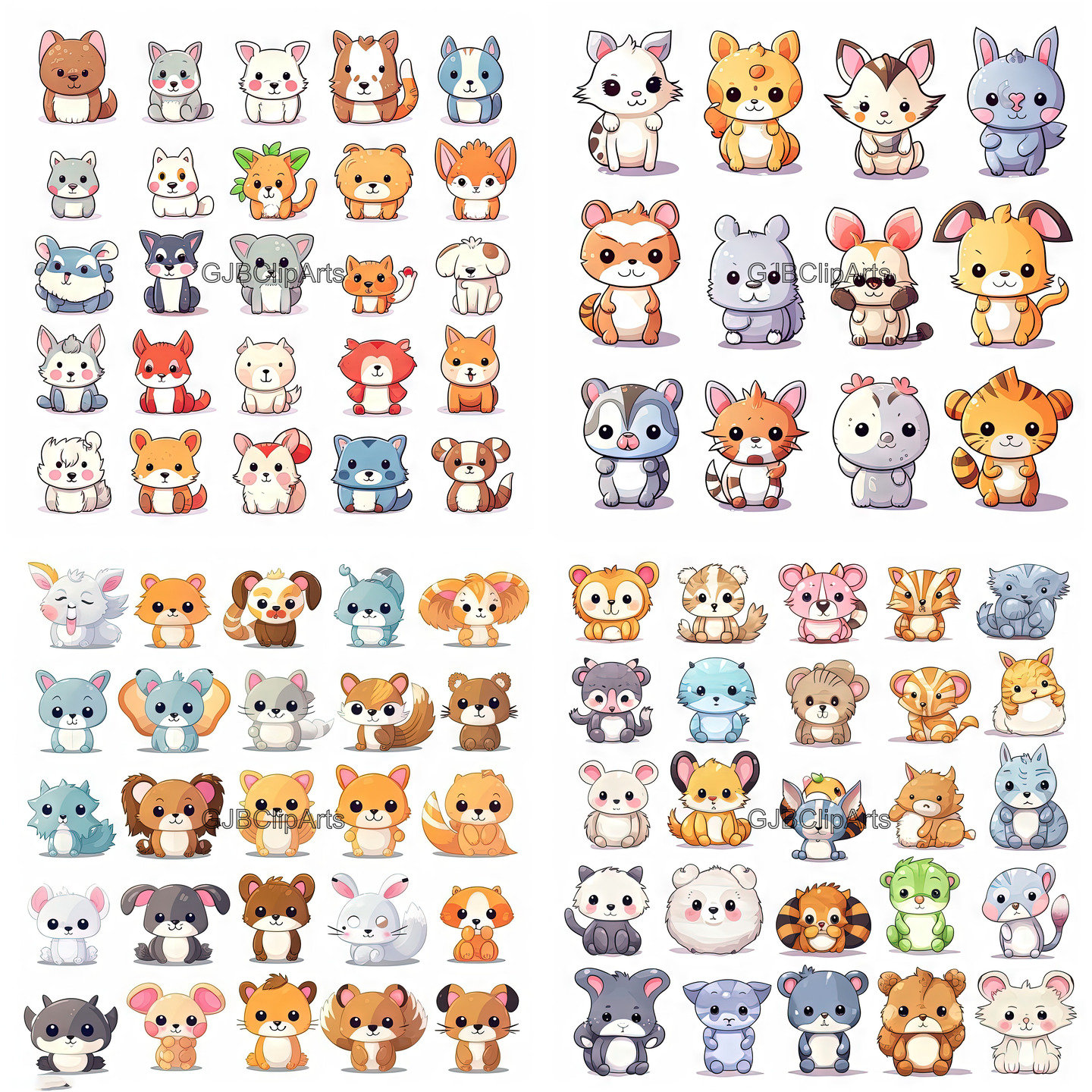 Pet Animal Clipart: Kawaii Pet Animals, Digital Stickers, Digital ...