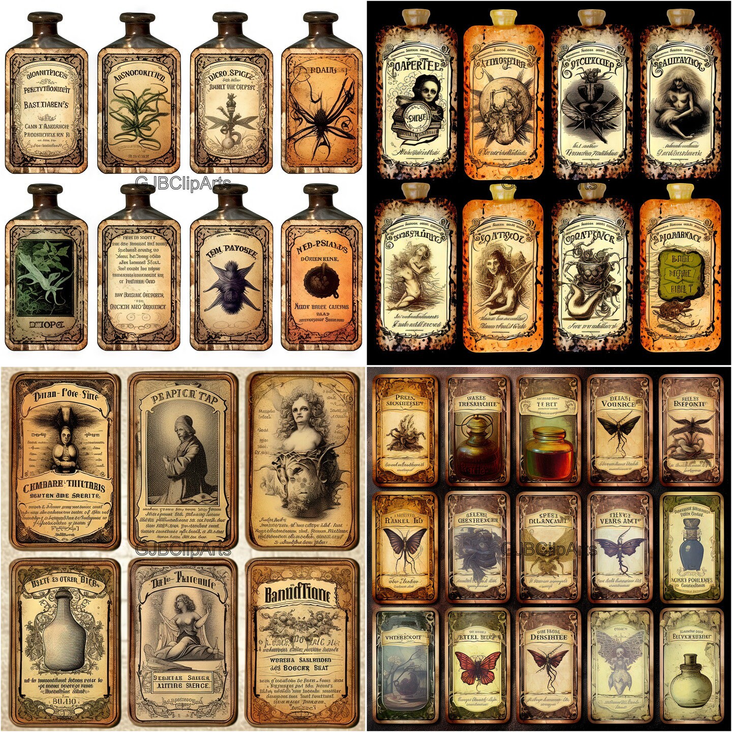 Vintage Label Clipart, Witchcraft Faerie-made Labels Clipart ...