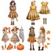 Vintage Fall Dress Girl Clipart Autumn Clipart Cute Girl - Etsy