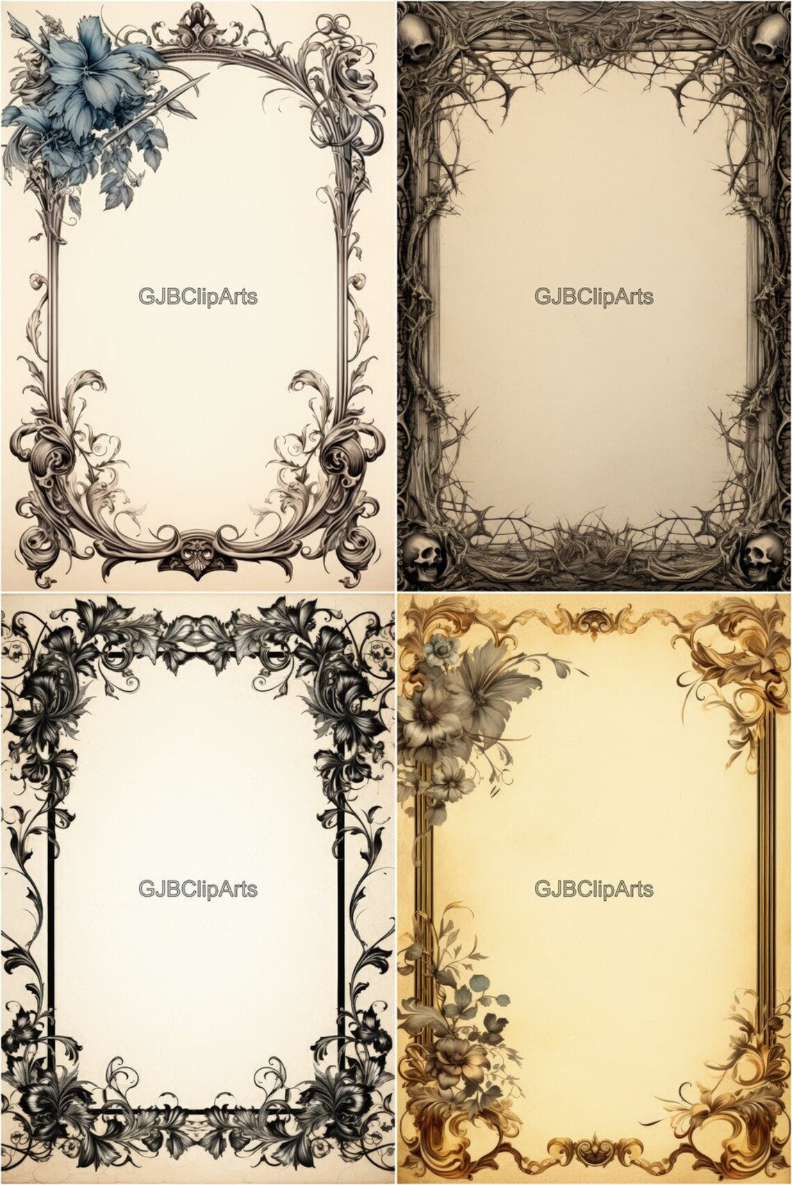 Vintage Blank Page Gothic Style Clipart, Realistic Illustration Clipart ...