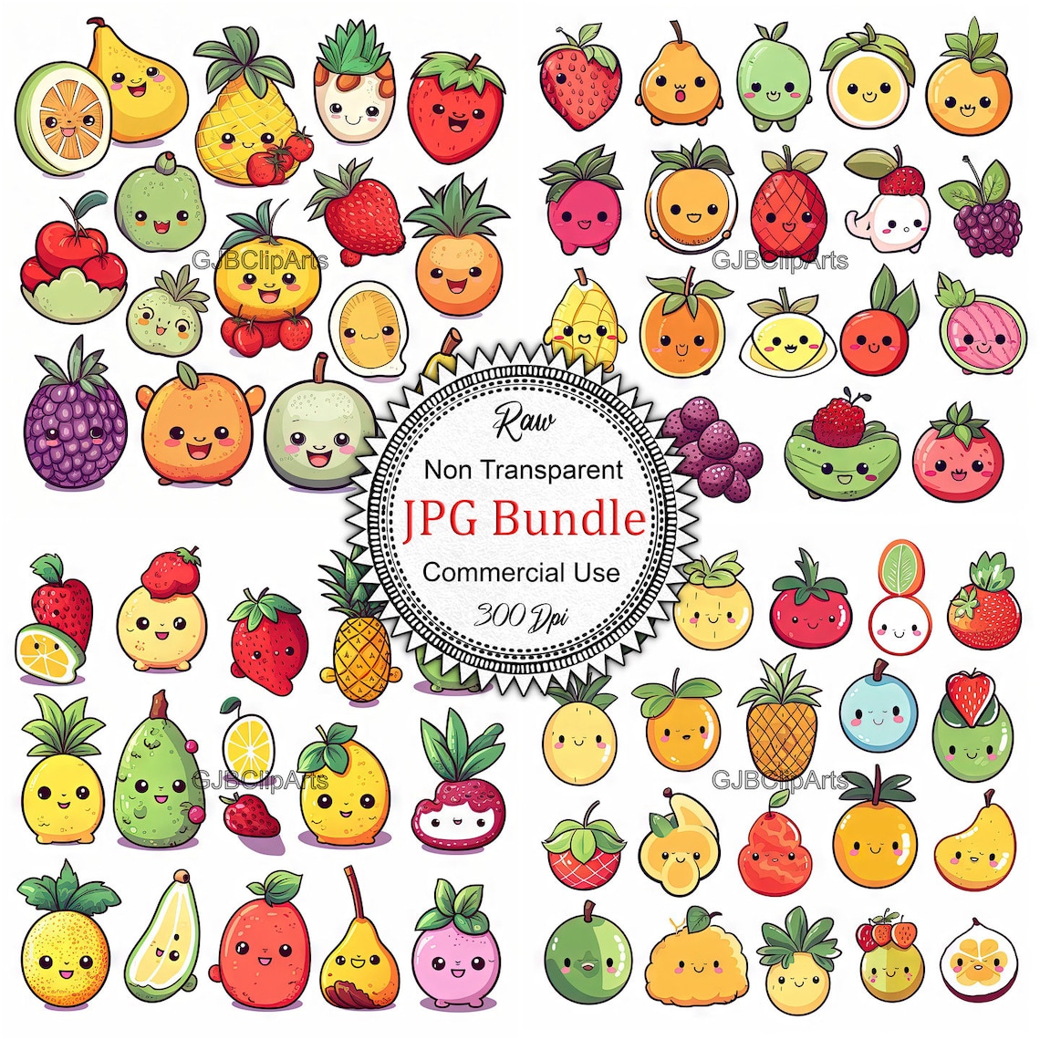 Fruit Clipart: Kawaii Fruits , Digital Stickers, Digital Clipart ...