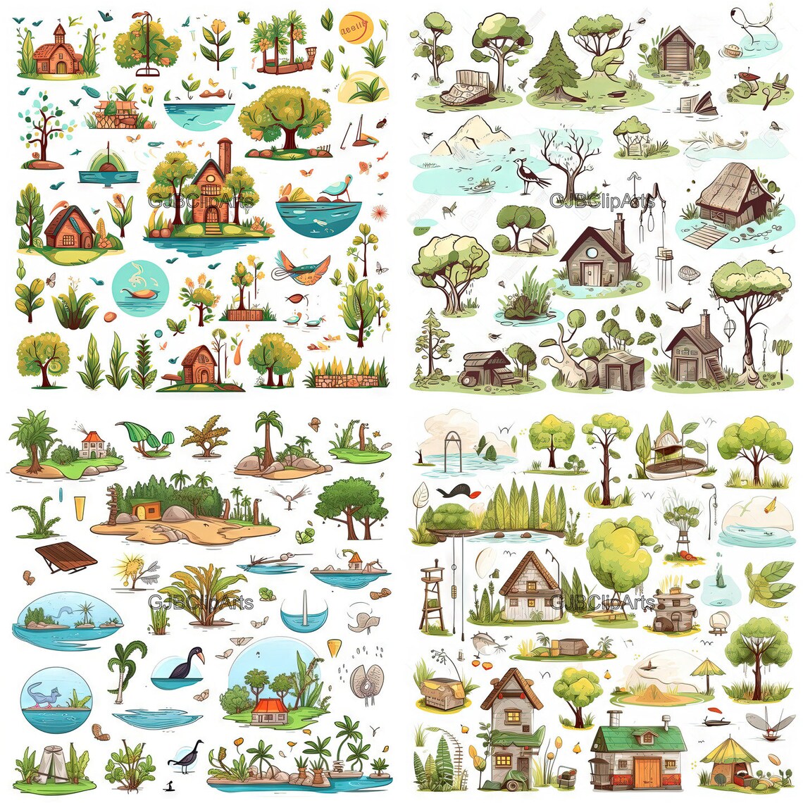 Ecology Elements Bundle 1, Cartoon Vector Clipart, , Scrapbook Template ...