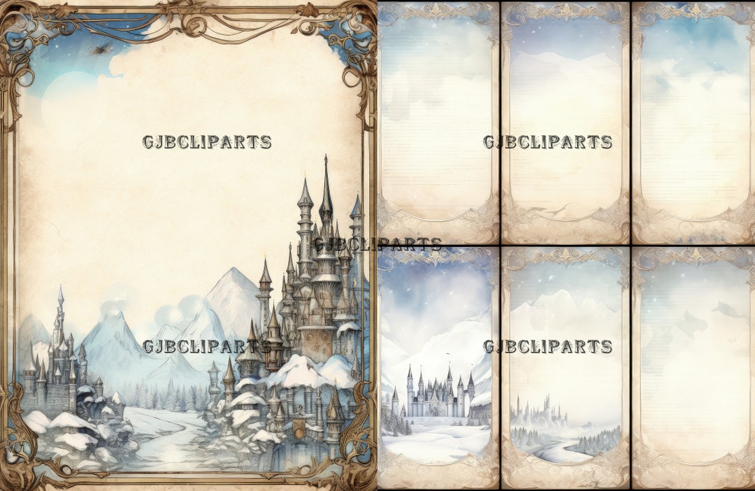Frozen Kingdom Lined Page, Empty Journal Page Clipart, Junk Journaling ...