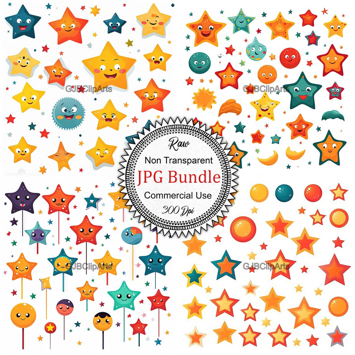 Stars Vector Clipart, Journaling Embellishments, Scrapbooking Paper ...