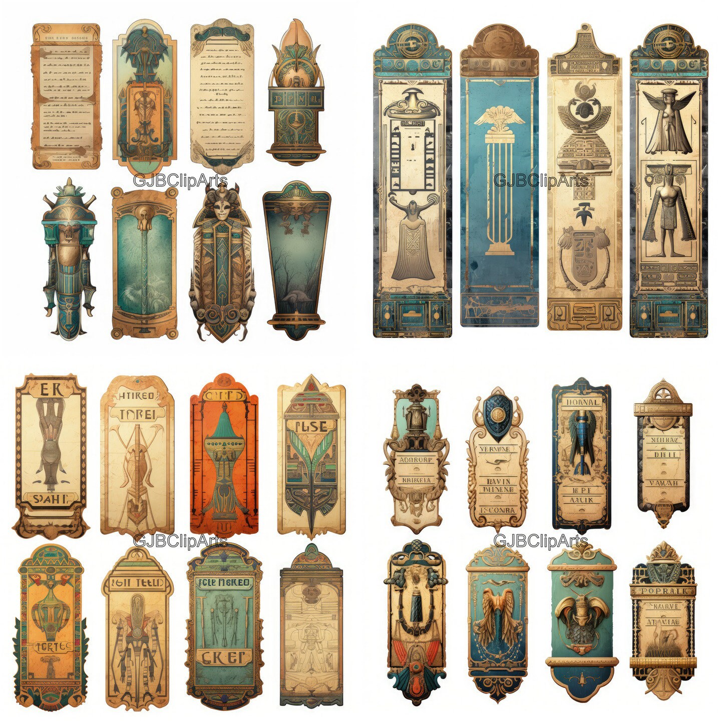Ancient Egypt Tall Ornate Labels Clipart Pharaoh Clipart Pyramids ...