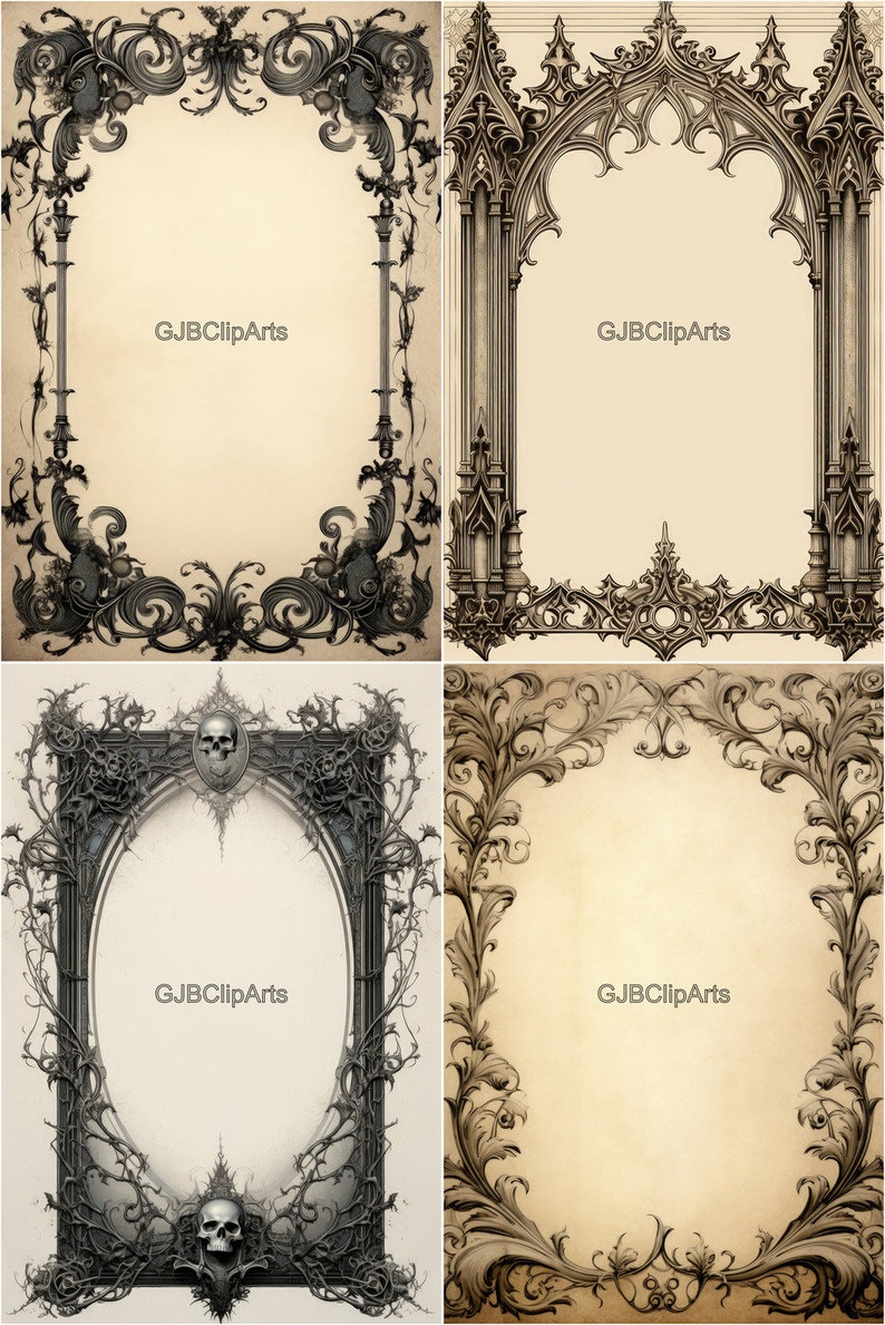 Vintage Blank Page Gothic Style Clipart, Realistic Illustration Clipart ...