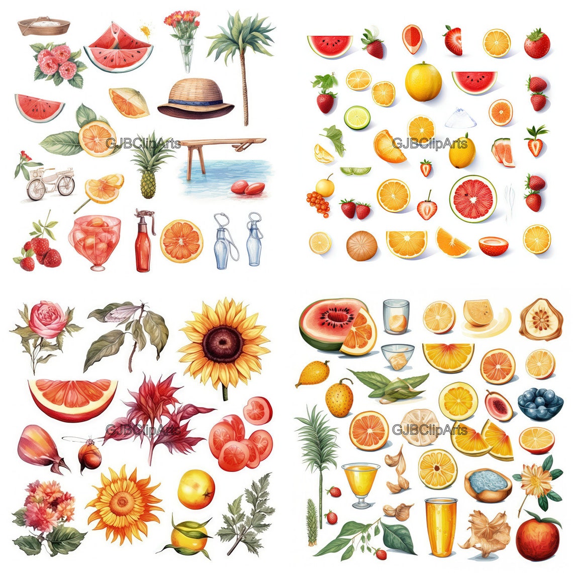 Summer Solstice Activities Clipart Sun Clipart Flowers - Etsy