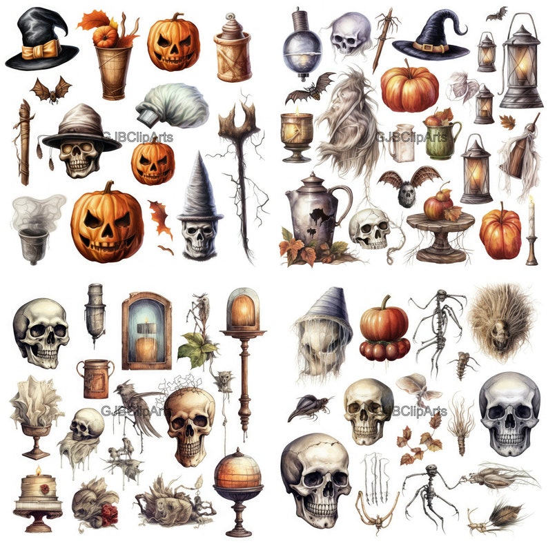 Halloween Haunts Clipart, Spooky Clipart, Holiday Clipart, Journaling ...