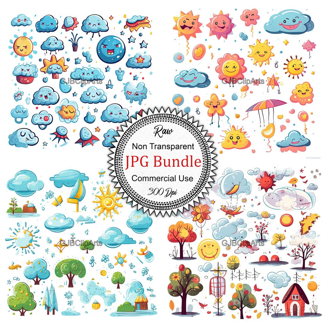 Weather Set Cartoon Vector Clipart, , Journaling Bible, Journaling for ...