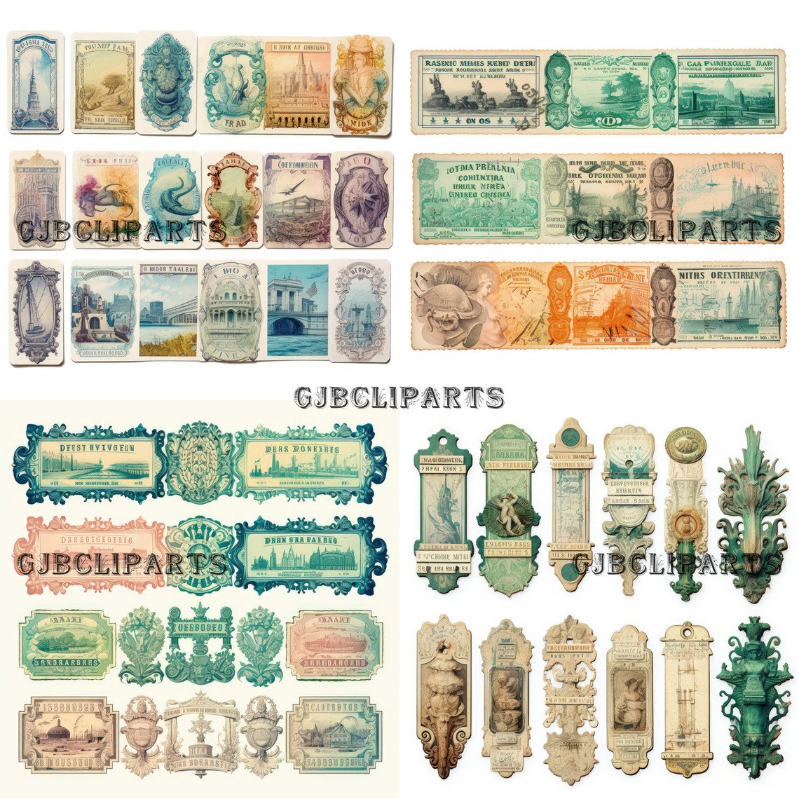 Underwater Kingdom Ornamental Vintage Ticket Clipart Evenly - Etsy