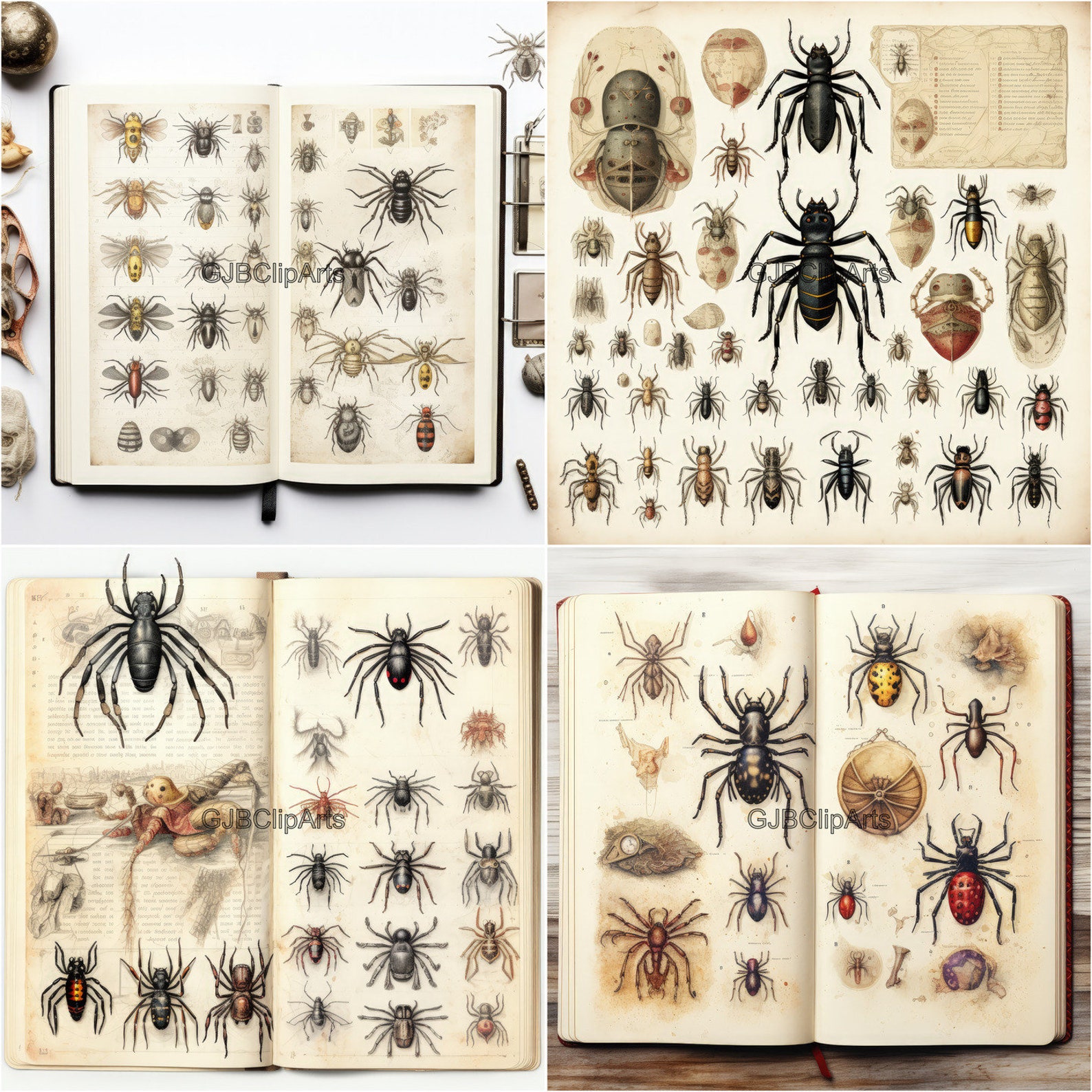 Vintage Spiders Junk Journal Kit Clipart, Spider Clipart Spider Web ...
