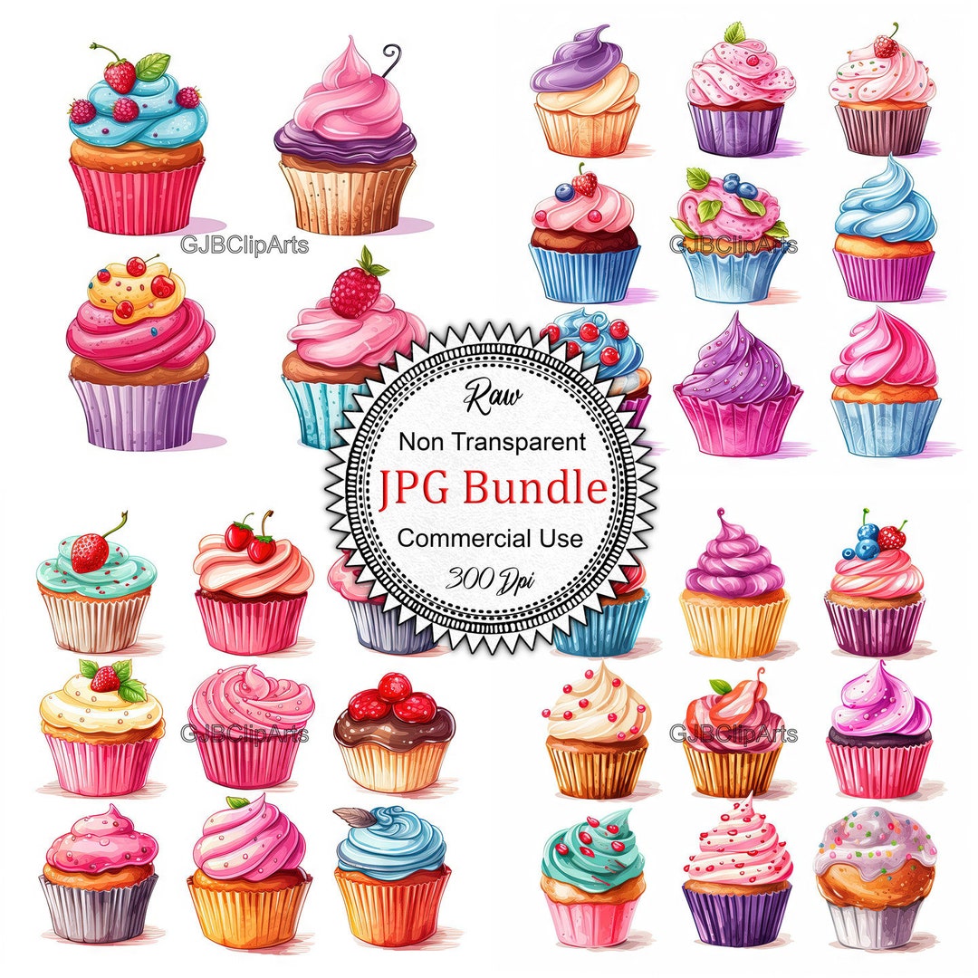 Cupcake Clipart Digital Stickers, Digital Clipart, Printable Stickers ...